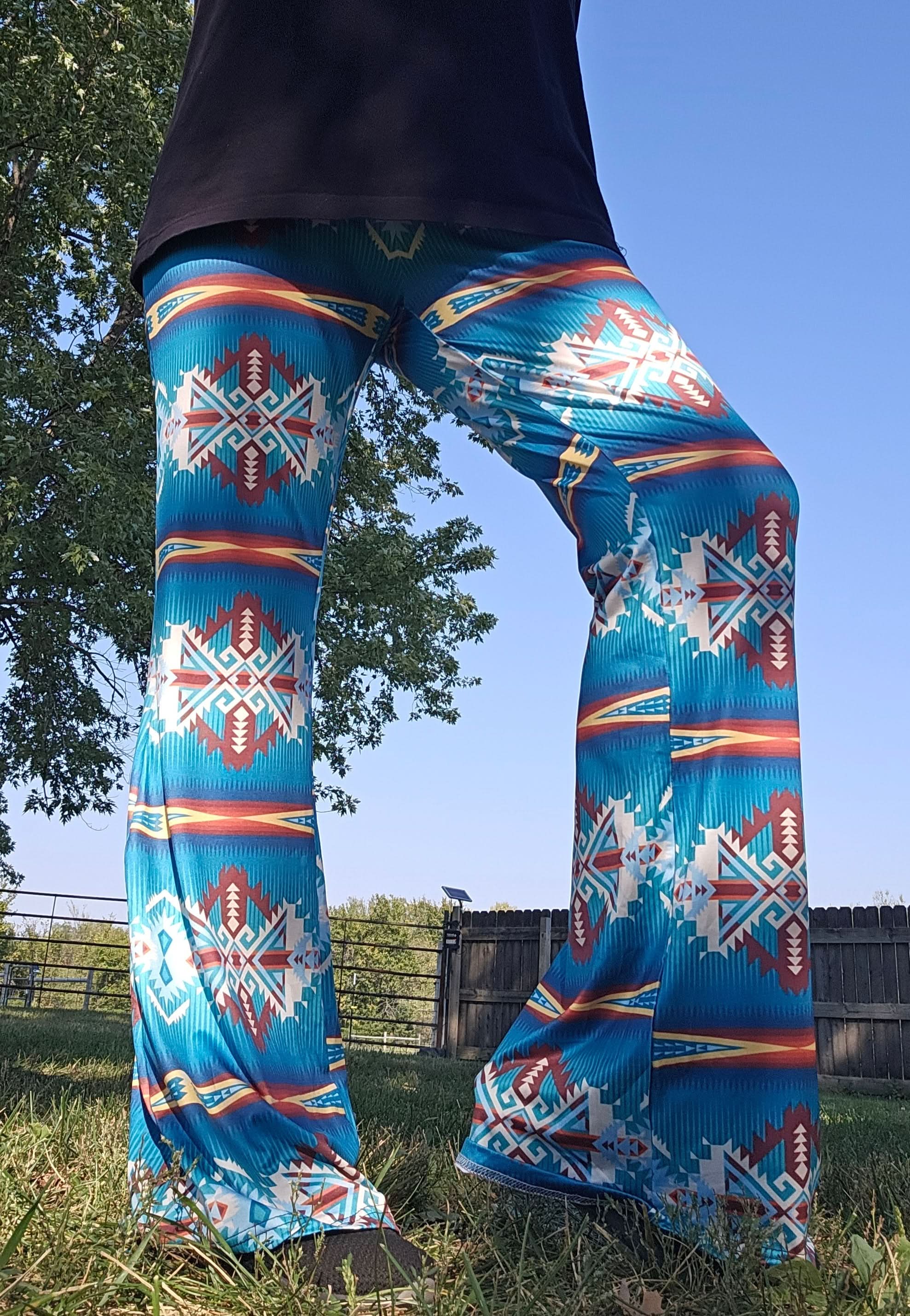Teal Aztec Flare Pants – Burch HIll Tack