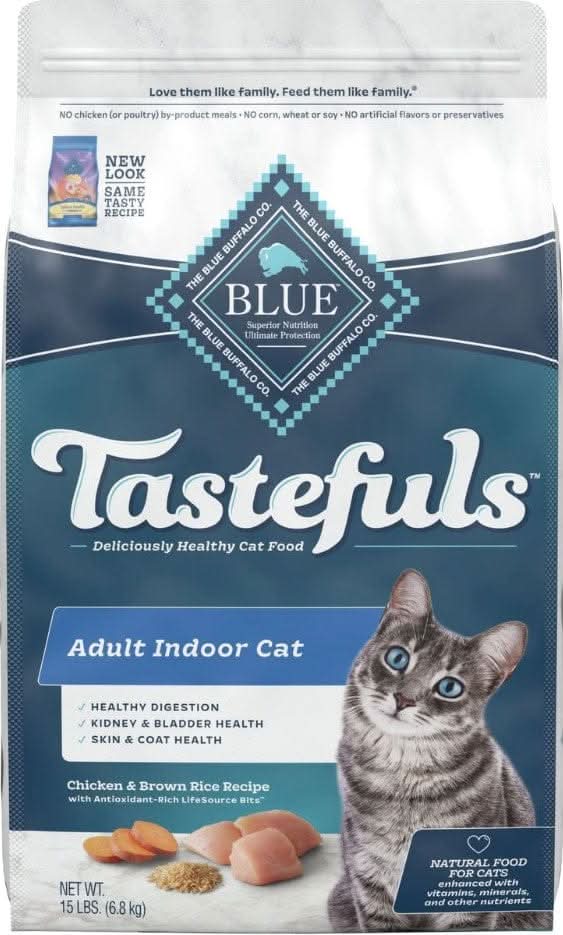 Blue Buffalo Tastefuls Adult Indoor Cat Chicken & Brown Rice Recipe Dr ...