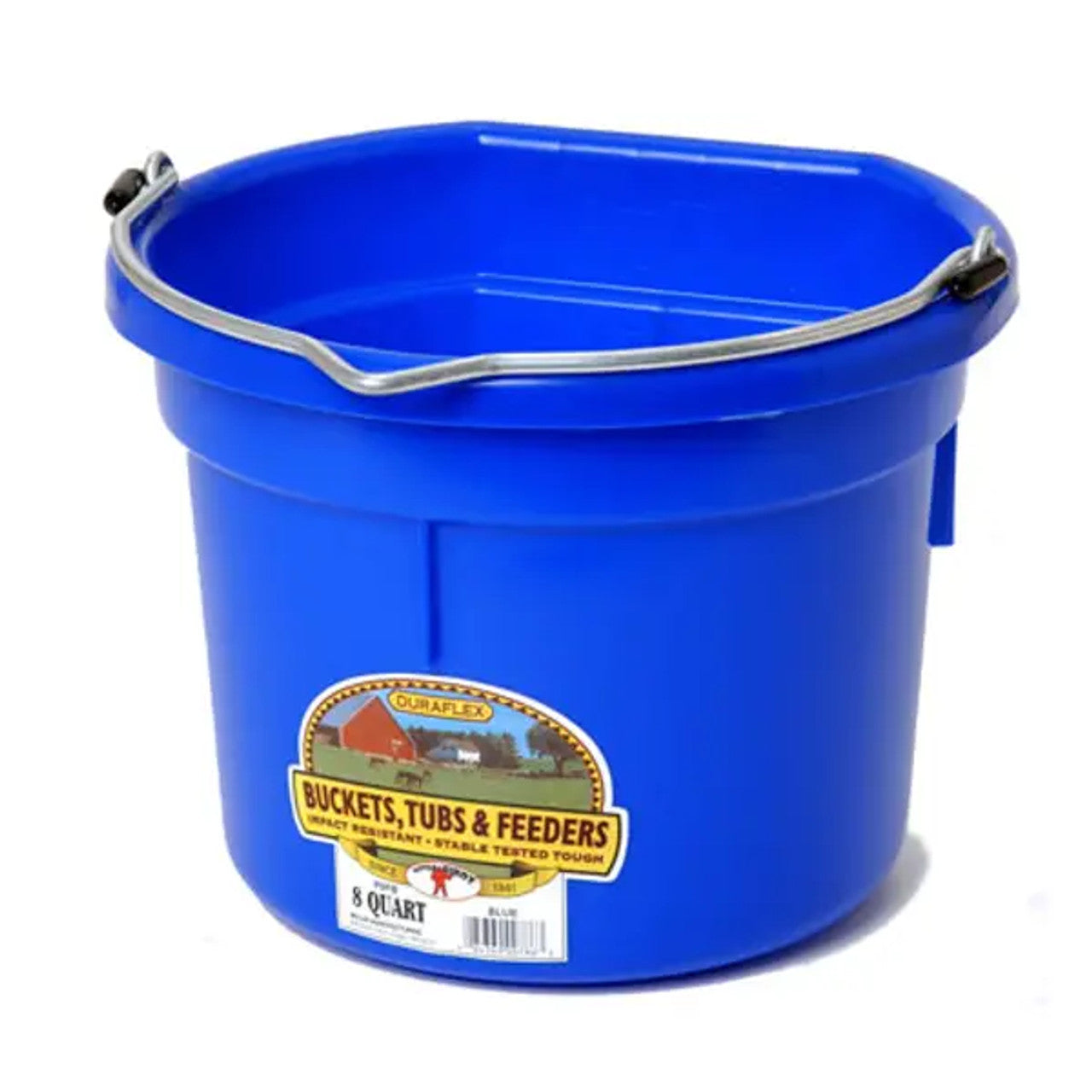 DuraFlex Plastic Flatback Bucket - 8 qt, Blue – Burch HIll Tack