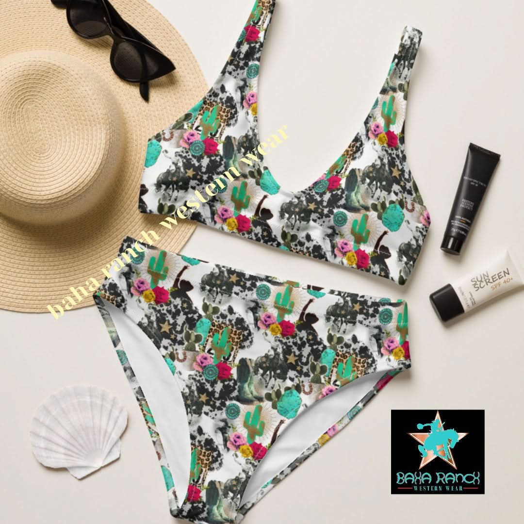 Yeehaw Funky Cowgirl Collage Bikini – Burch HIll Tack