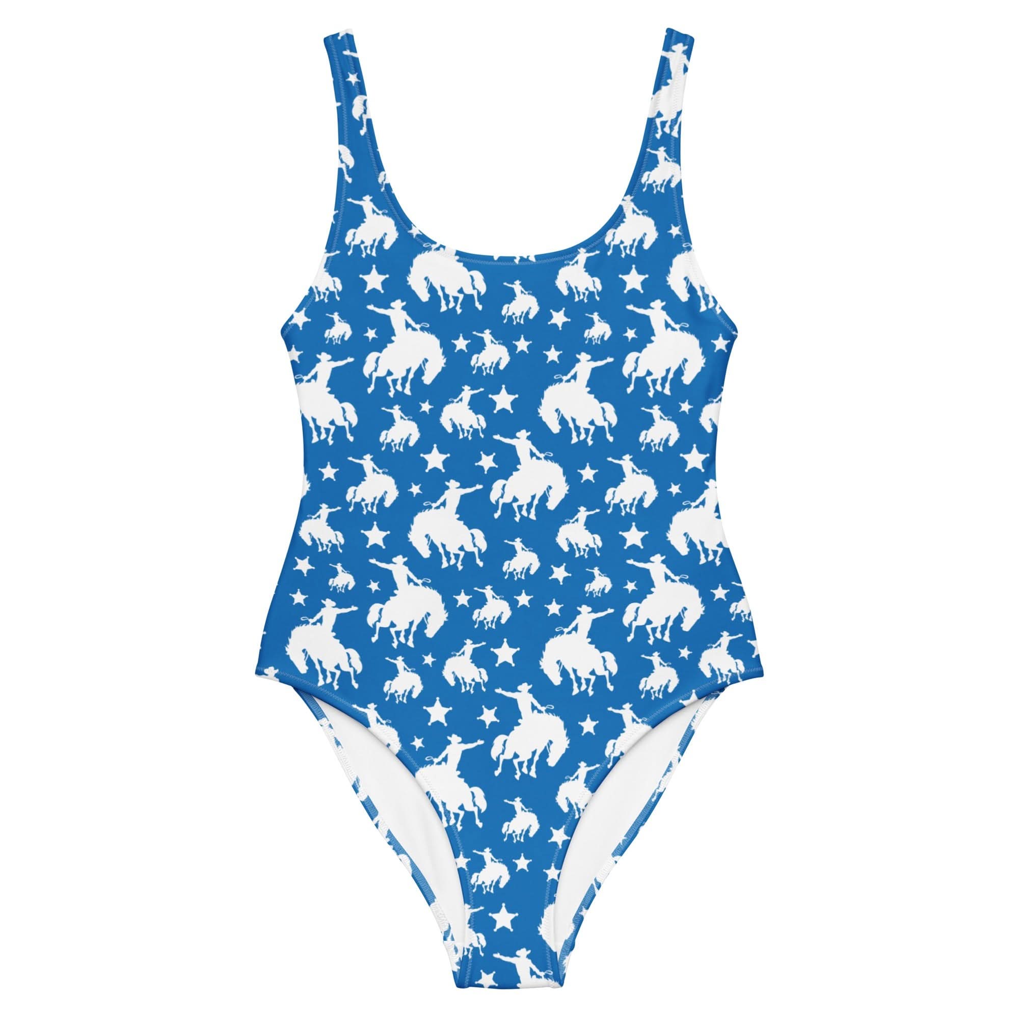 Yeehaw Blue Rodeo Cowboy One-Piece Swimsuit – Burch HIll Tack